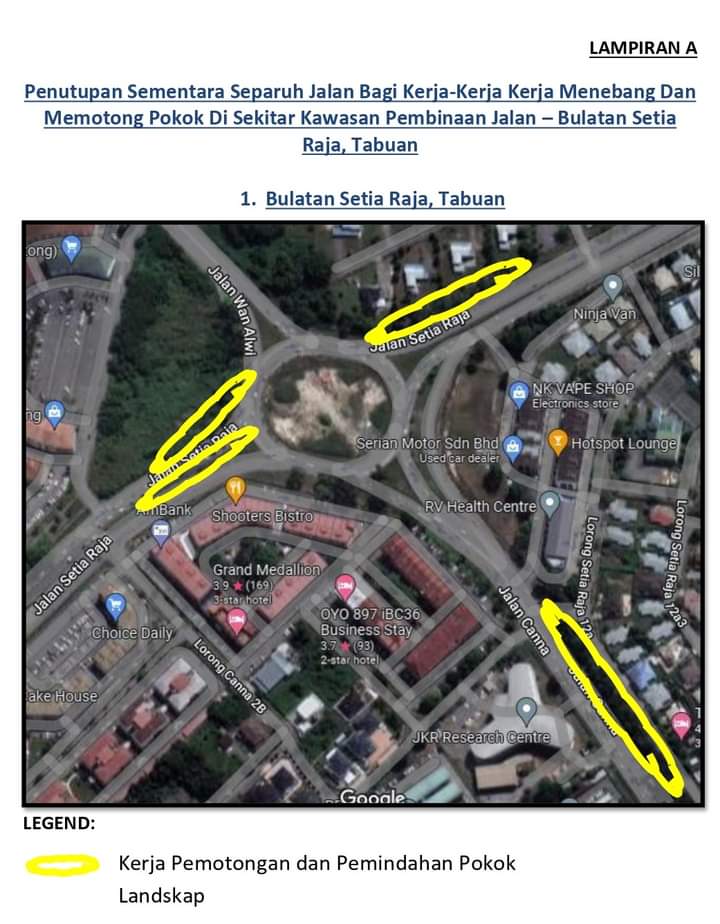 Penutupan sementara separuh jalan sekitar Tabuan - UTUSAN SARAWAK