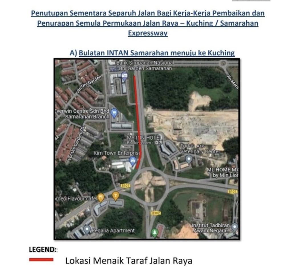 Separuh jalan di bulatan Intan Samarahan ditutup mulai esok - UTUSAN ...