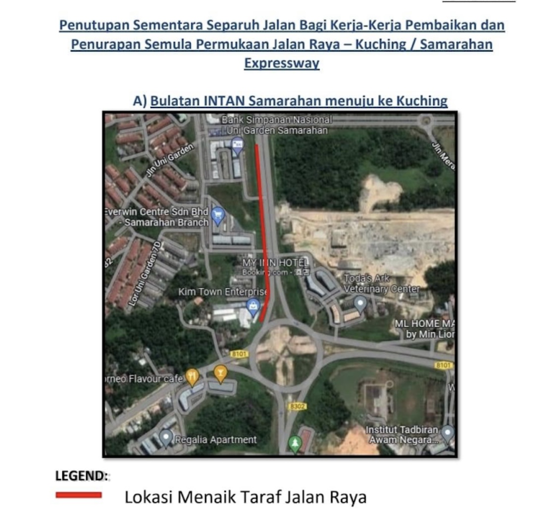 Separuh jalan di bulatan Intan Samarahan ditutup mulai esok - UTUSAN ...