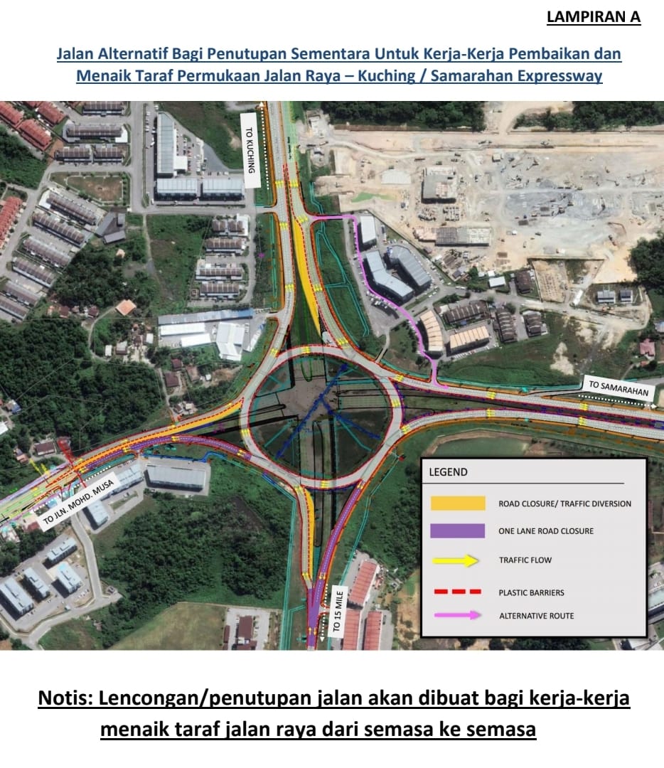 Sebahagian Jalan Raya – Kuching/Samarahan Expressway ditutup sementara ...